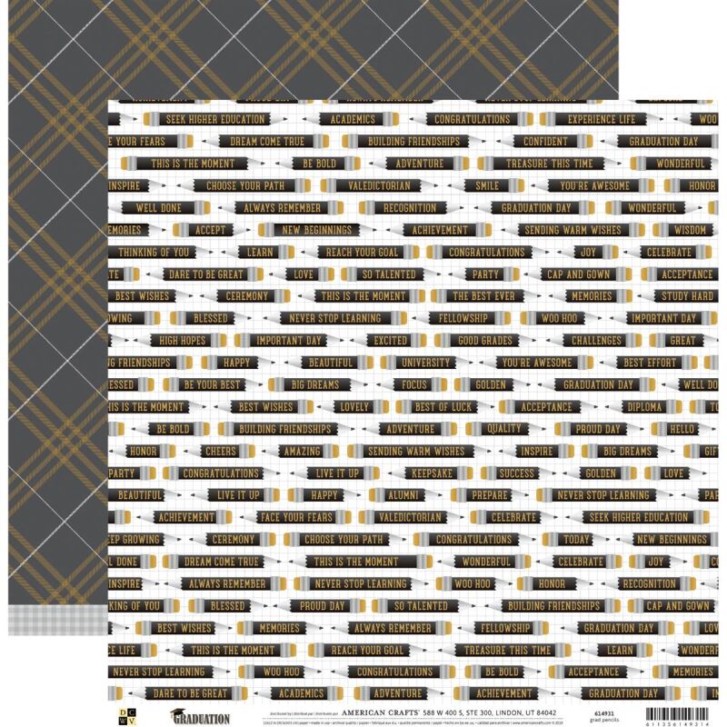 DCWV Cardstock - Graduation Grad Pencils, 0,95