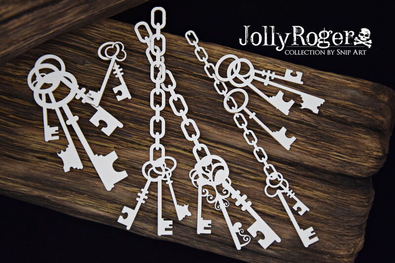 Snipart Chipboard-Shapes/Laserstanzteile - Jolly Roger Keys and Chain ...