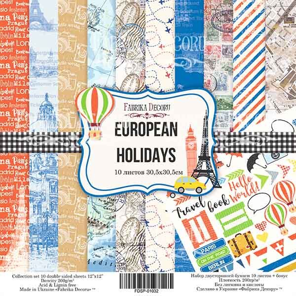 Fabrika Decoru Paper Pack 12x12" - European Holidays, 6,25
