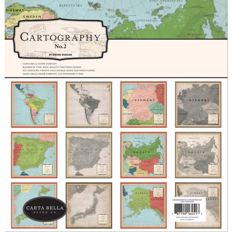 Carta Bella Paper Collection Kit 12x12" - Cartography No. 02, 9,95