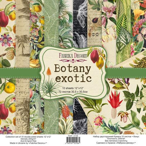 Fabrika Decoru Paper Pack 12x12" - Botany Exotic, 6,25