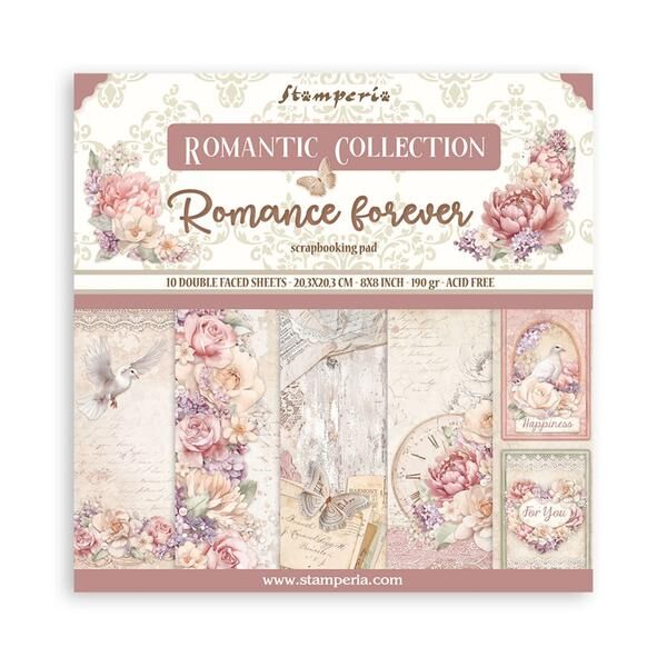 Stamperia Paper Pad 8x8" - Romantic Romance Forever, 5,90
