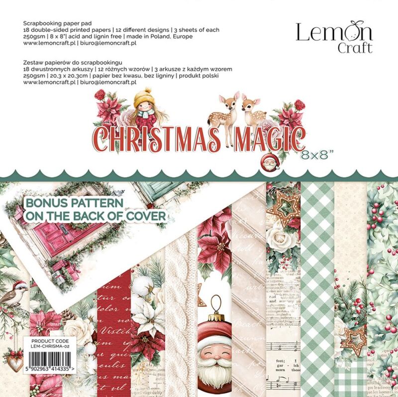 Lemoncraft Paper Pack 8"x8"- Christmas Magic, 8,95